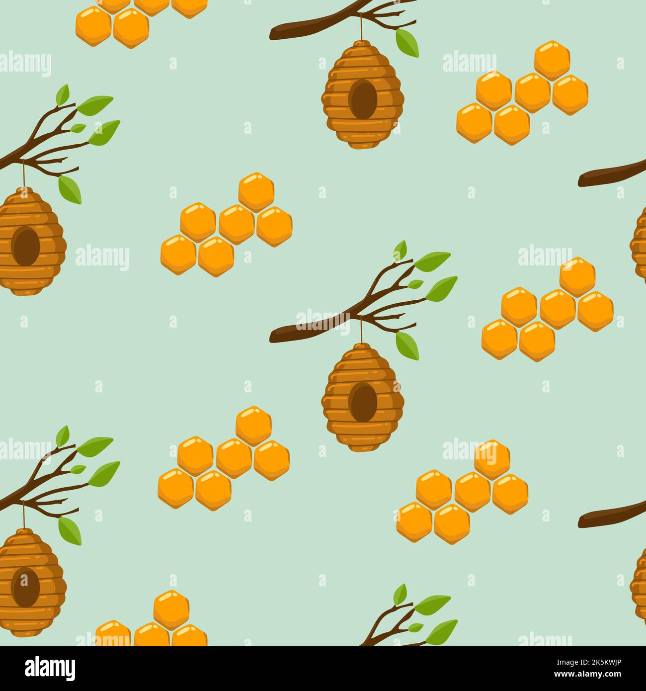 bees on yellow honey comb seamless pattern honey, bee, hive, honeycomb ...
