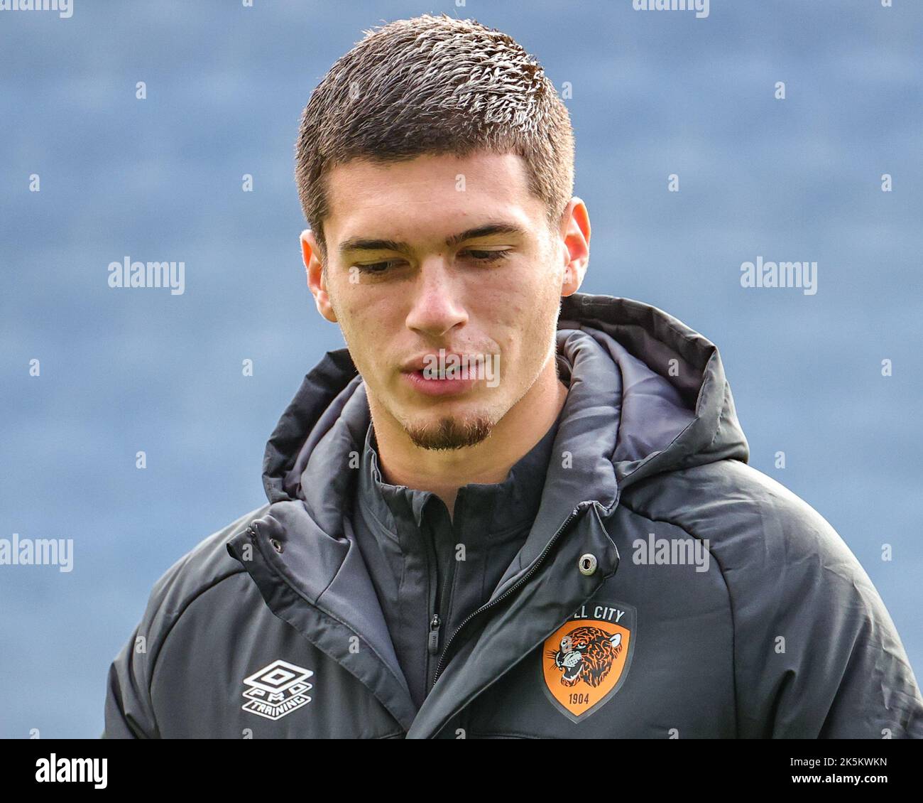 Xavier Simons #35 of Hull City arrives at the John Smiths Stadium ahead ...