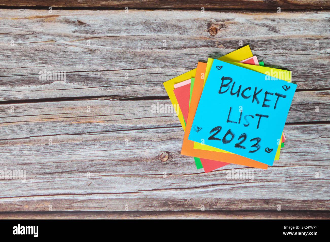 New year 2023 goals, resolutions and bucket list concept. Colorful ...