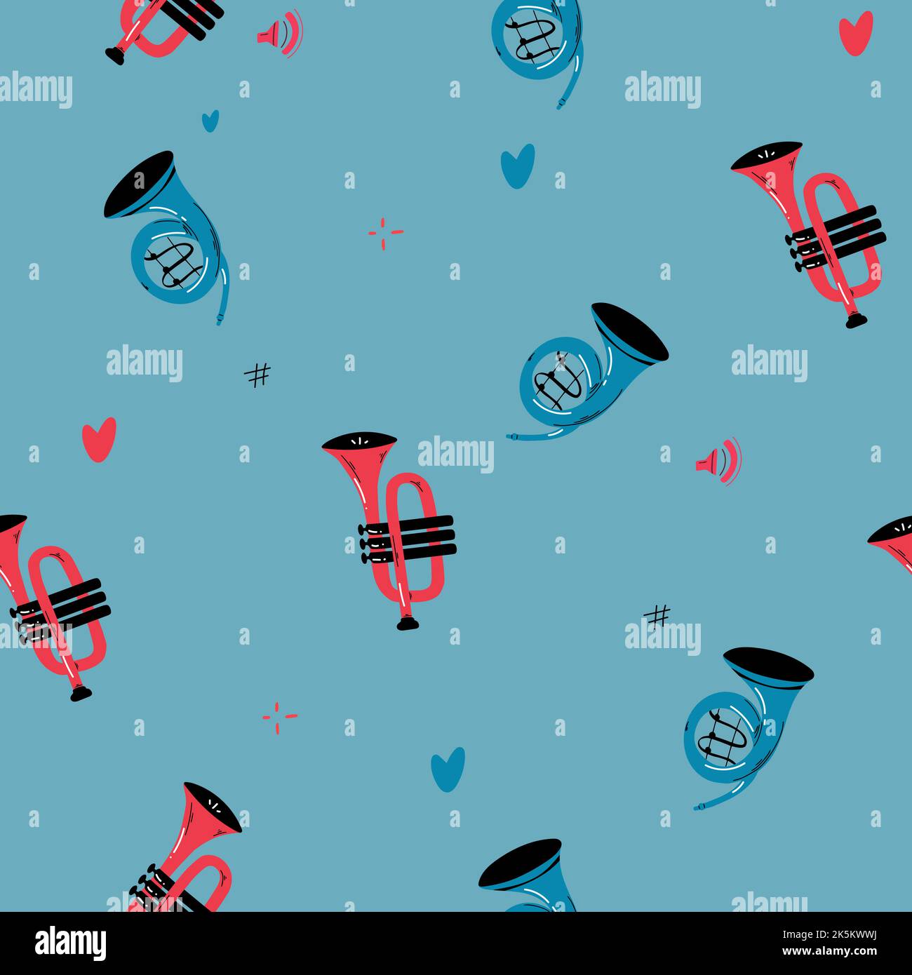 Abstract singing mic seamless pattern with music notes Stock Vector ...