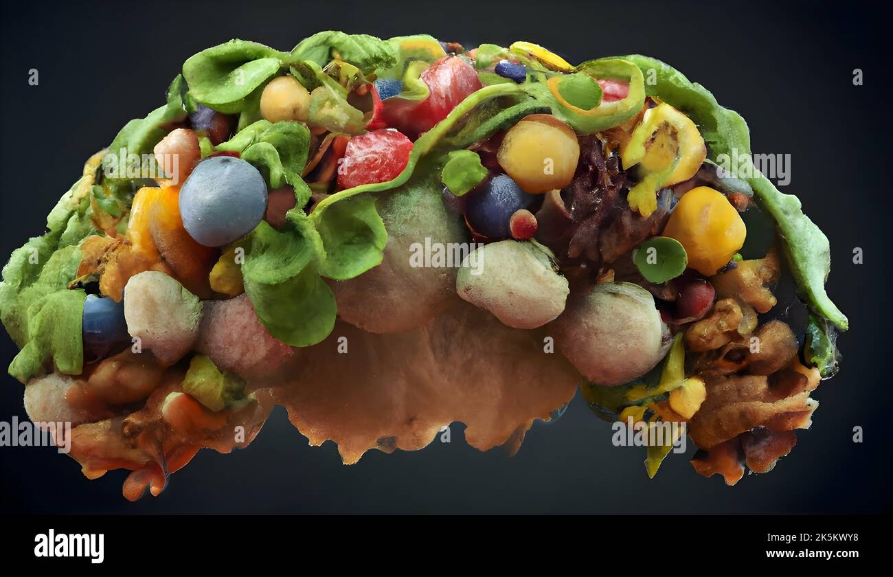 A simple illustration of various fruits shaped as human brain Stock ...