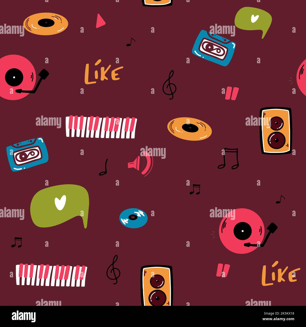 Abstract singing mic seamless pattern with music notes Stock Vector ...