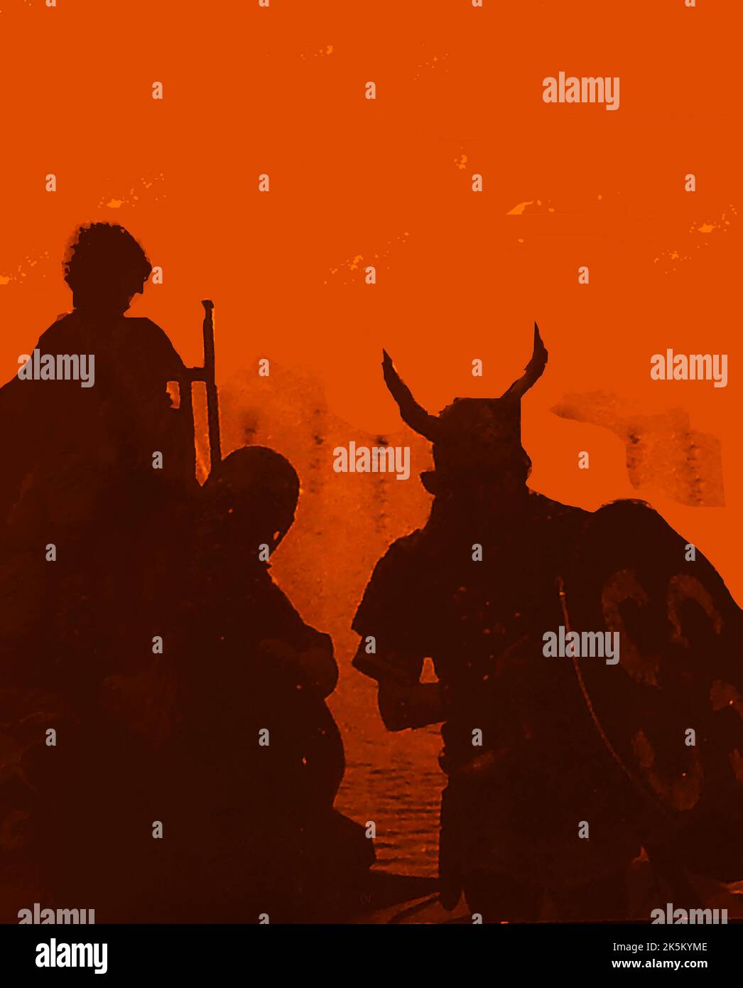 An old atmospheric image of Vikings landing on British shores (by an ...