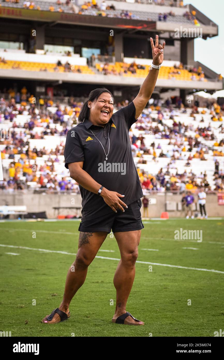 Arizona State alumni Jessica Pressley is honored at mid-field during ...