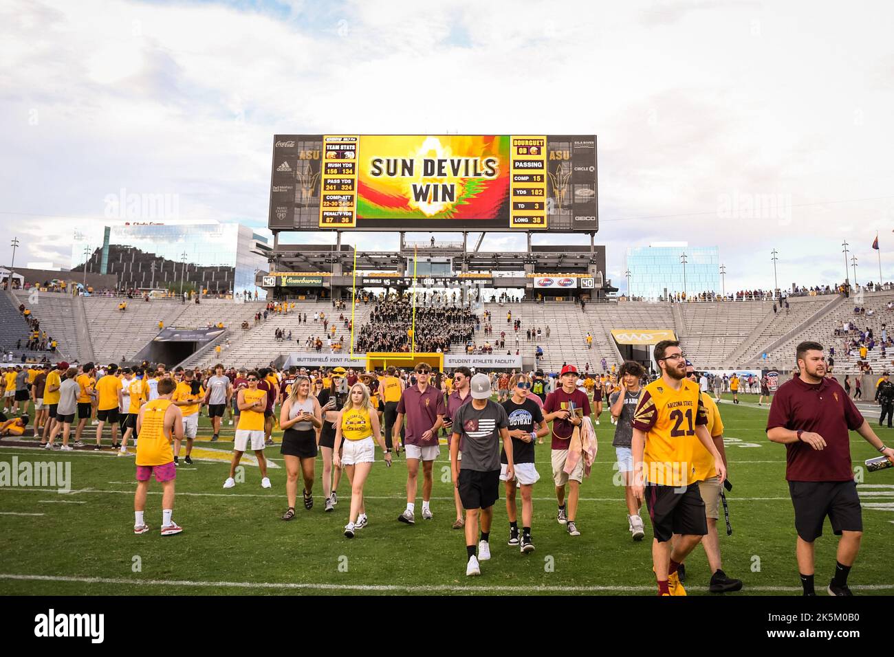 Arizona State fans walk off the field after an NCAA college football ...