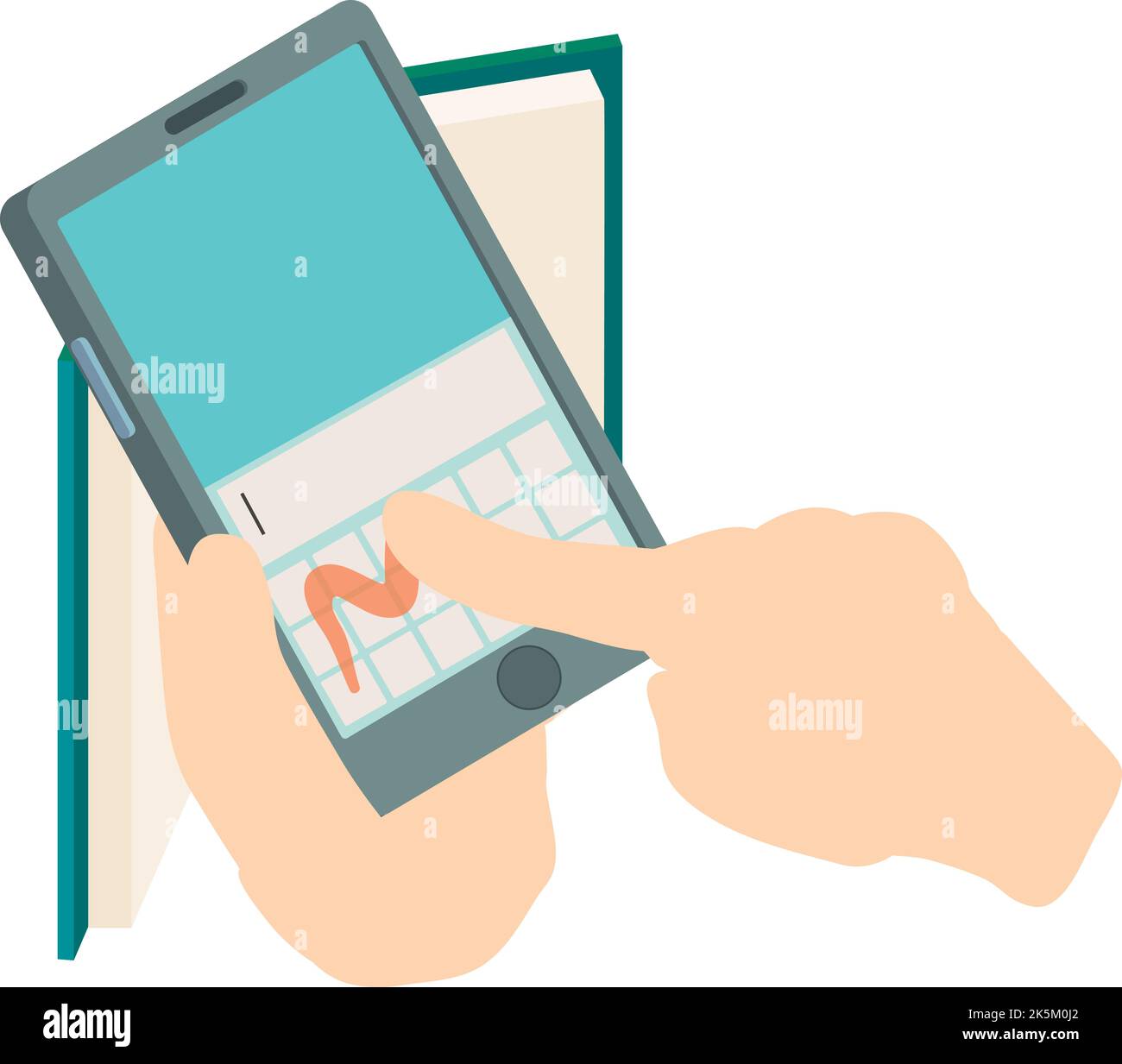 E learning icon isometric vector. Human hand holding smartphone, open ...