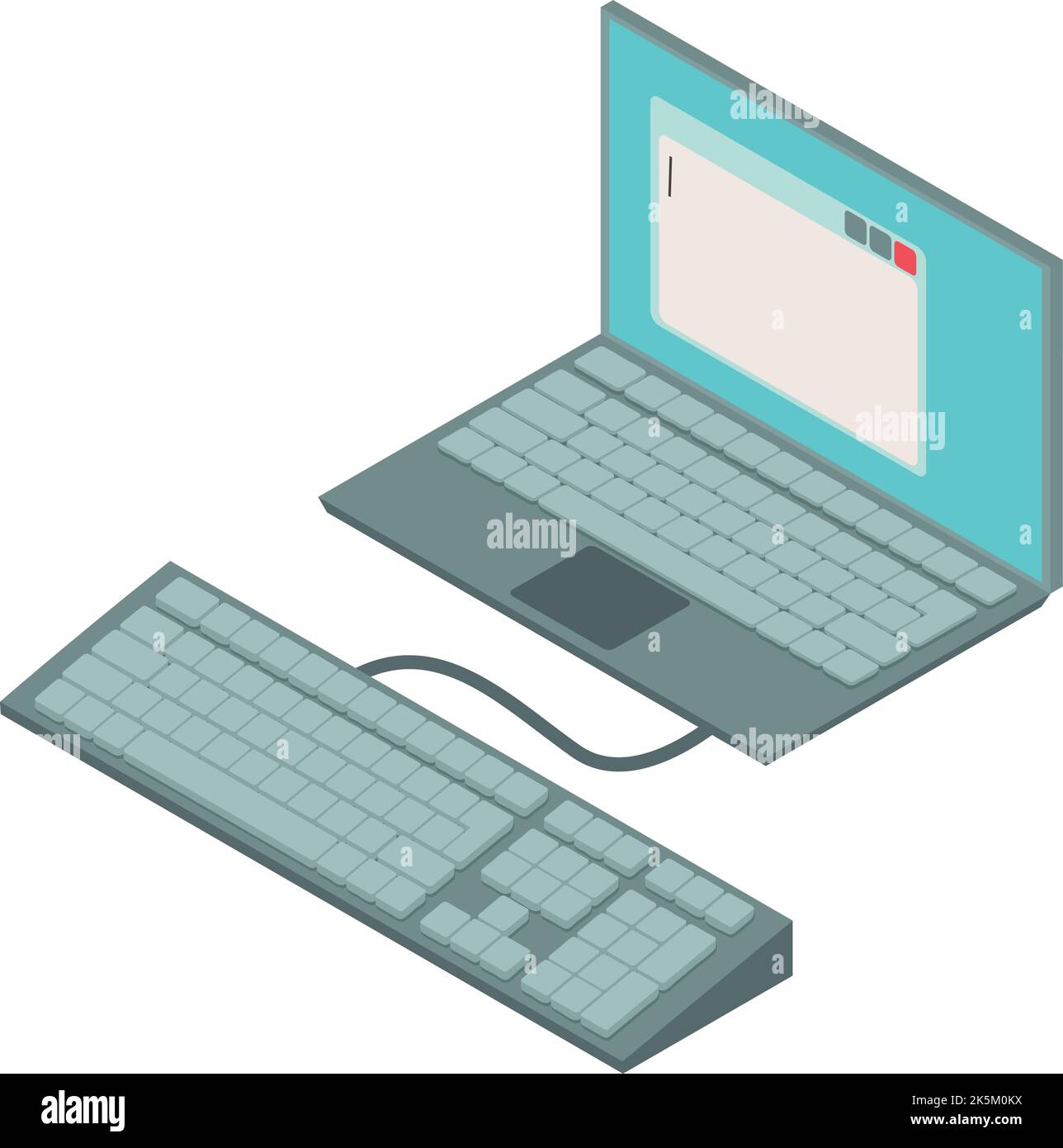 Electronic writing icon isometric vector. Modern laptop with additional keyboard. Distance ...