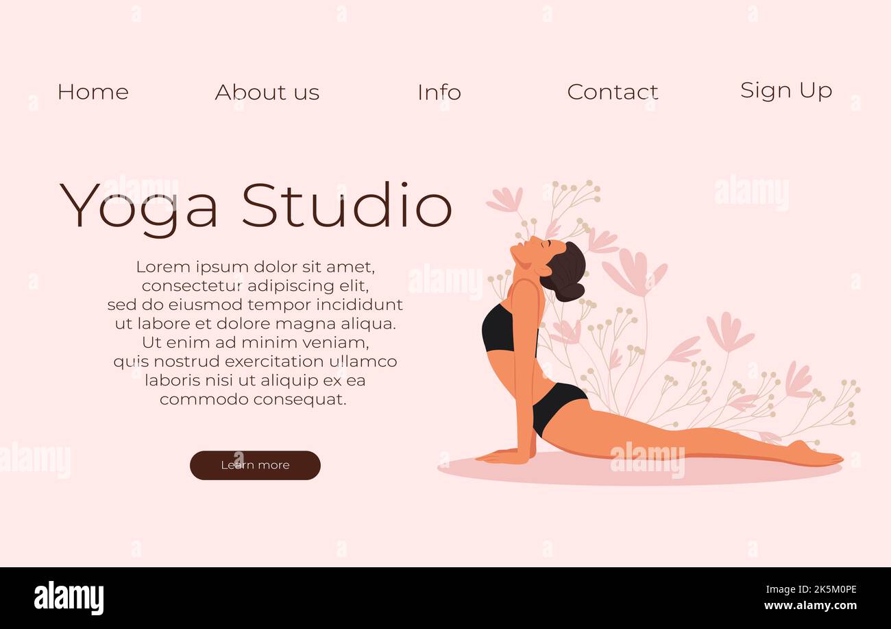 Yoga studio vector banner. The girl is stretching. Vector illustration ...