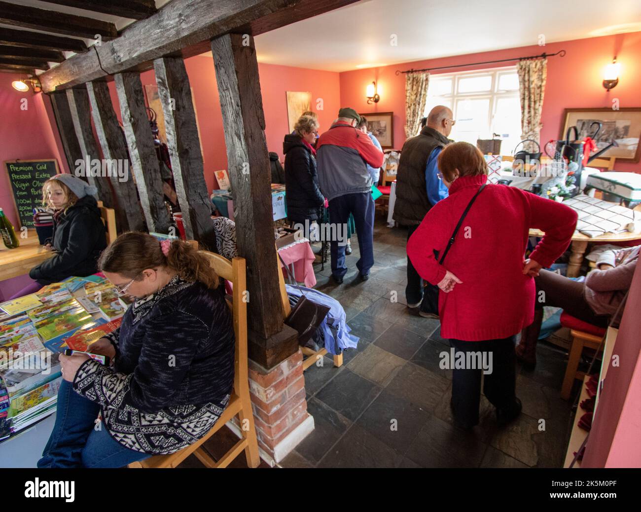 Part of Laxfield's Saturday market table top selling in the Royal Oak ...