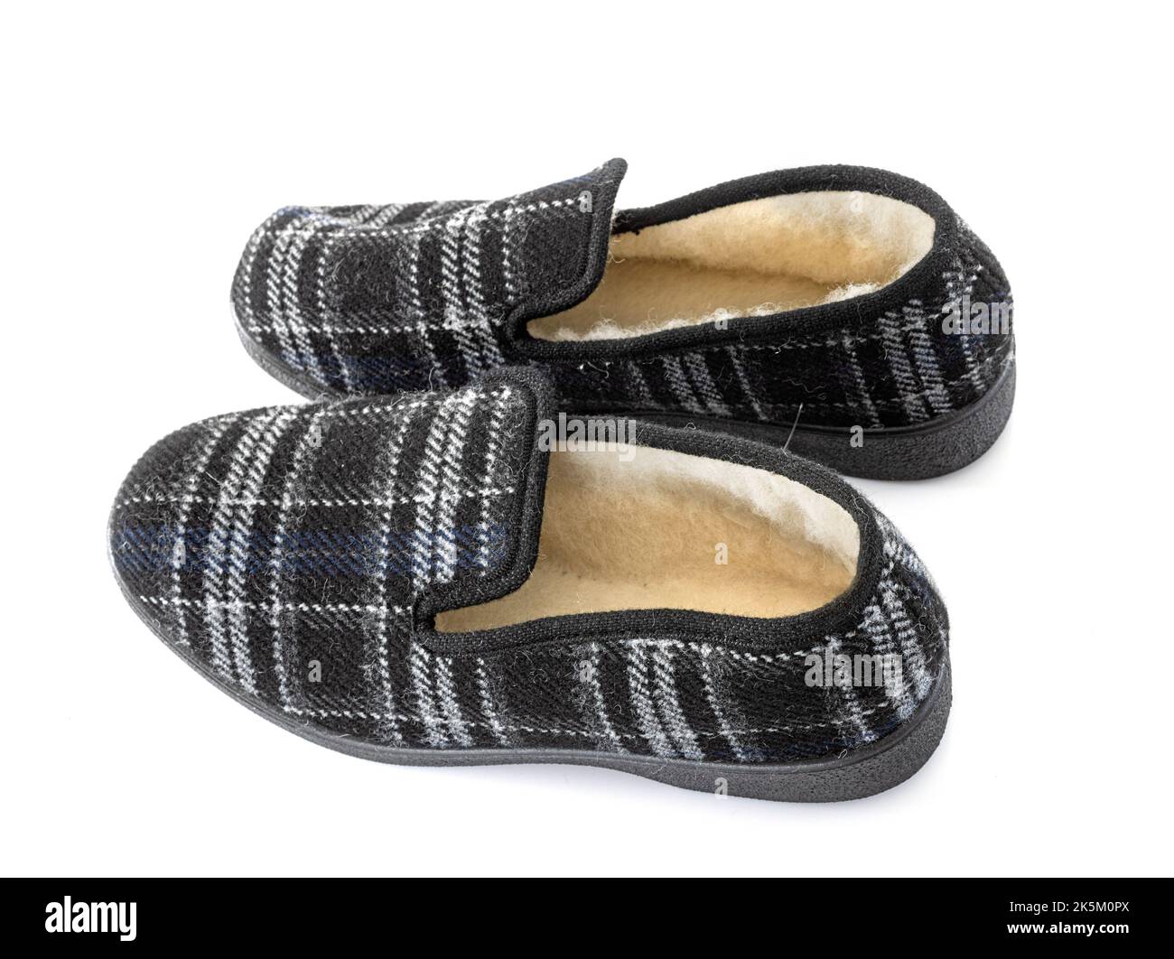 plaid slippers in front of white background Stock Photo - Alamy