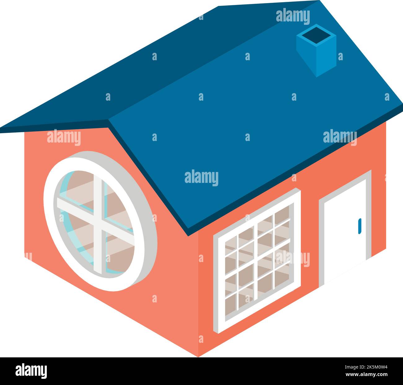 Residential house icon isometric vector. One story house with round ...