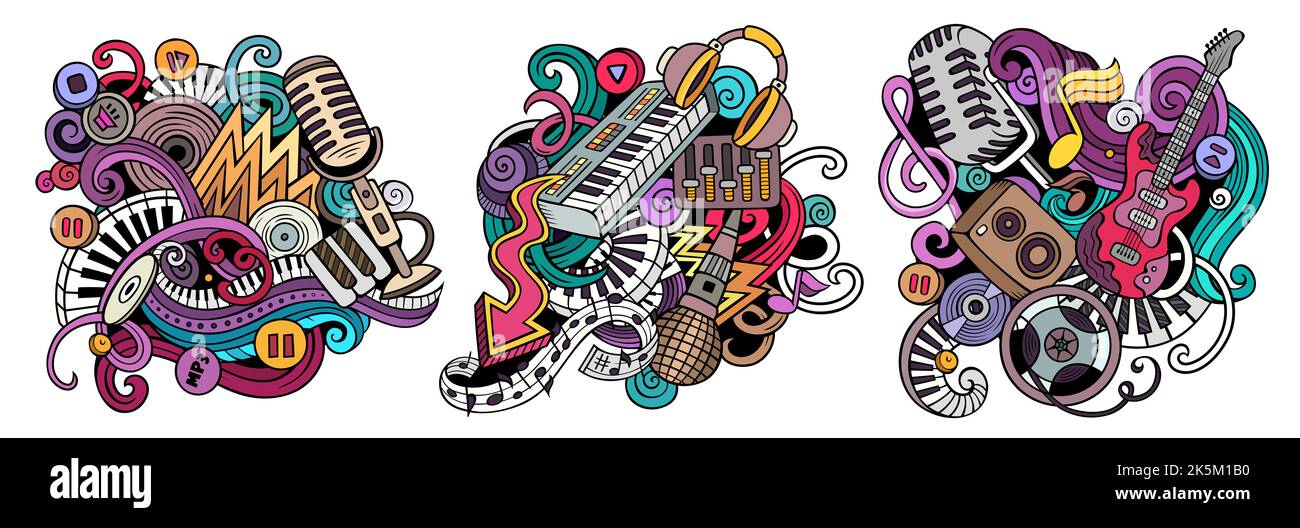 Cartoon vector doodles disco hi-res stock photography and images - Alamy