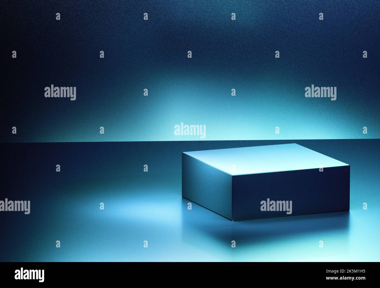 Empty blue square podium in aurora background theme. 3d computer ...