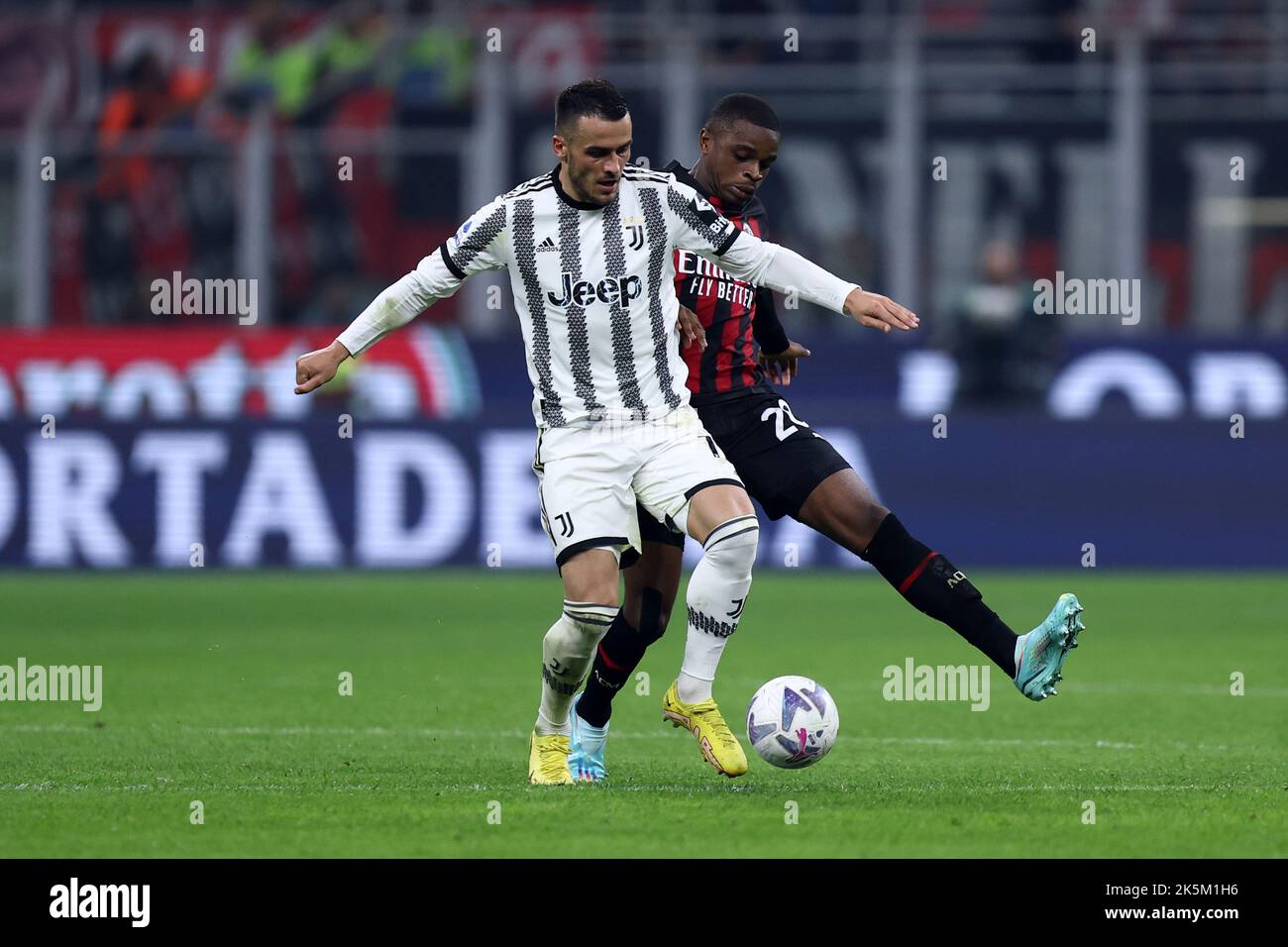 Milan, Italy. 8th Oct 2022. Filip Kostic of Juventus Fc and Pierre ...