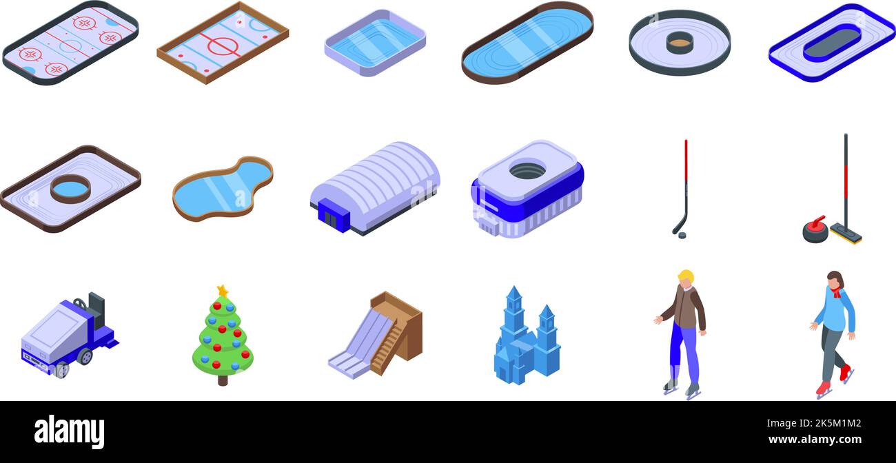 Ice rink icons set isometric vector. Activity ice. Rink skate Stock ...