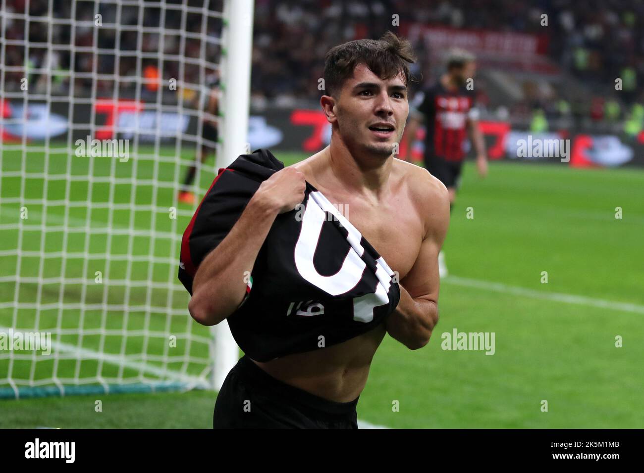 Milan, Italy. 8th Oct 2022. Brahim Diaz of Ac Milan celebrates after ...