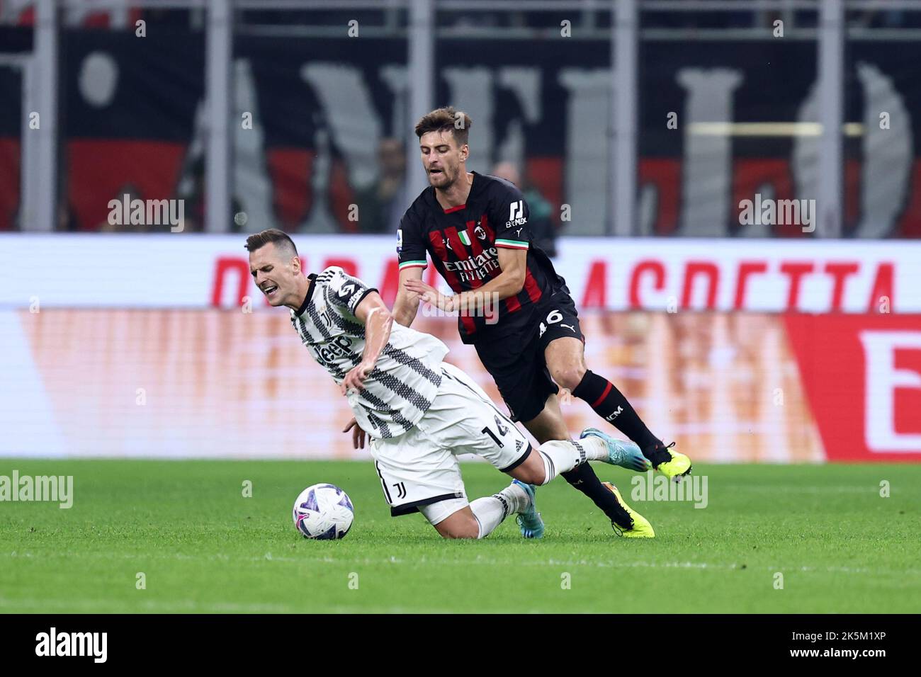 Milan, Italy. 8th Oct 2022. Matteo Gabbia of Ac Milan and Arkadiusz ...