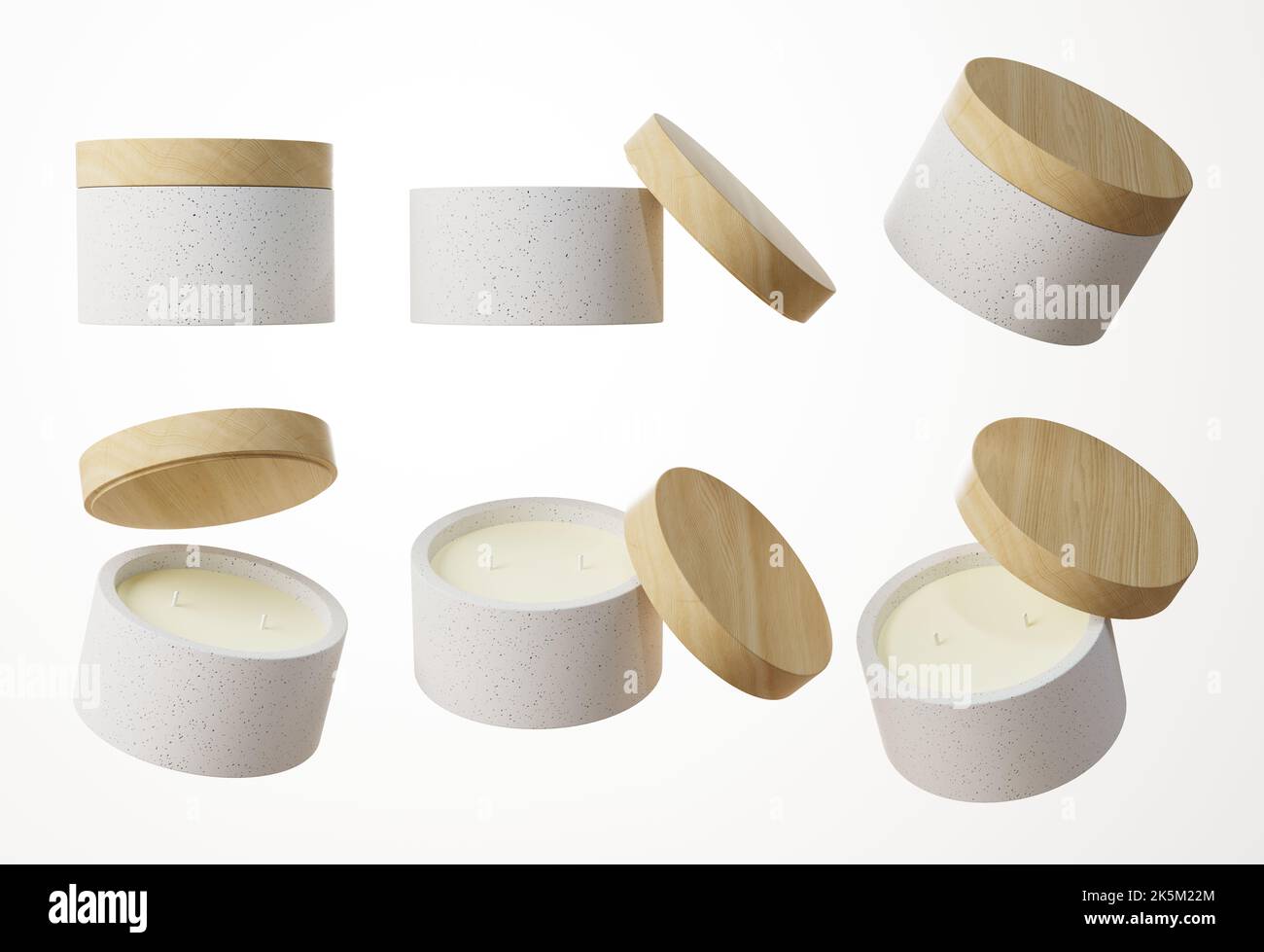 Set of six different angles of concrete container candle with two ...