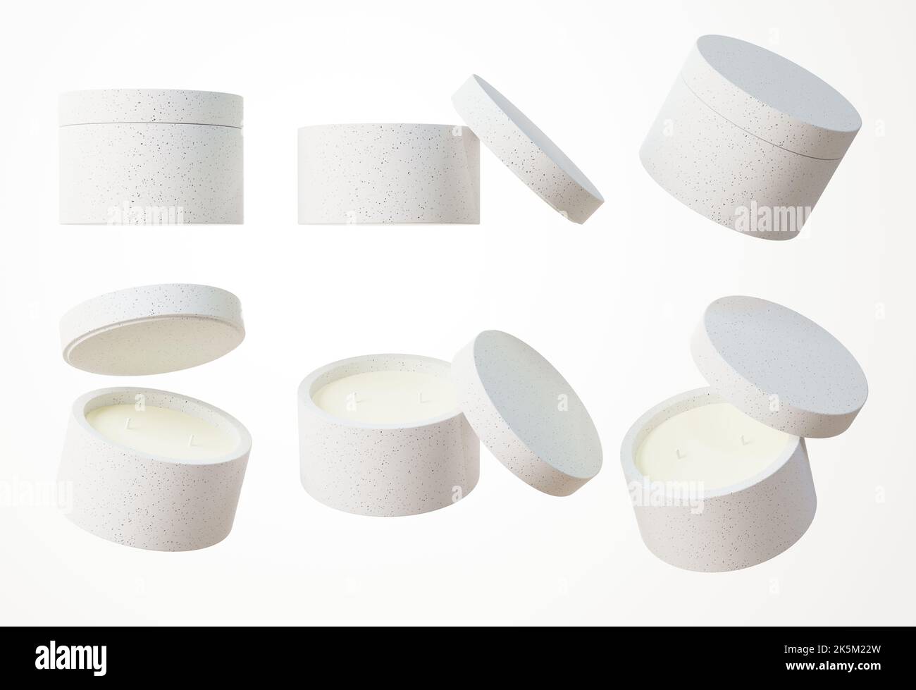 Set of six different angles of concrete container candle with two ...