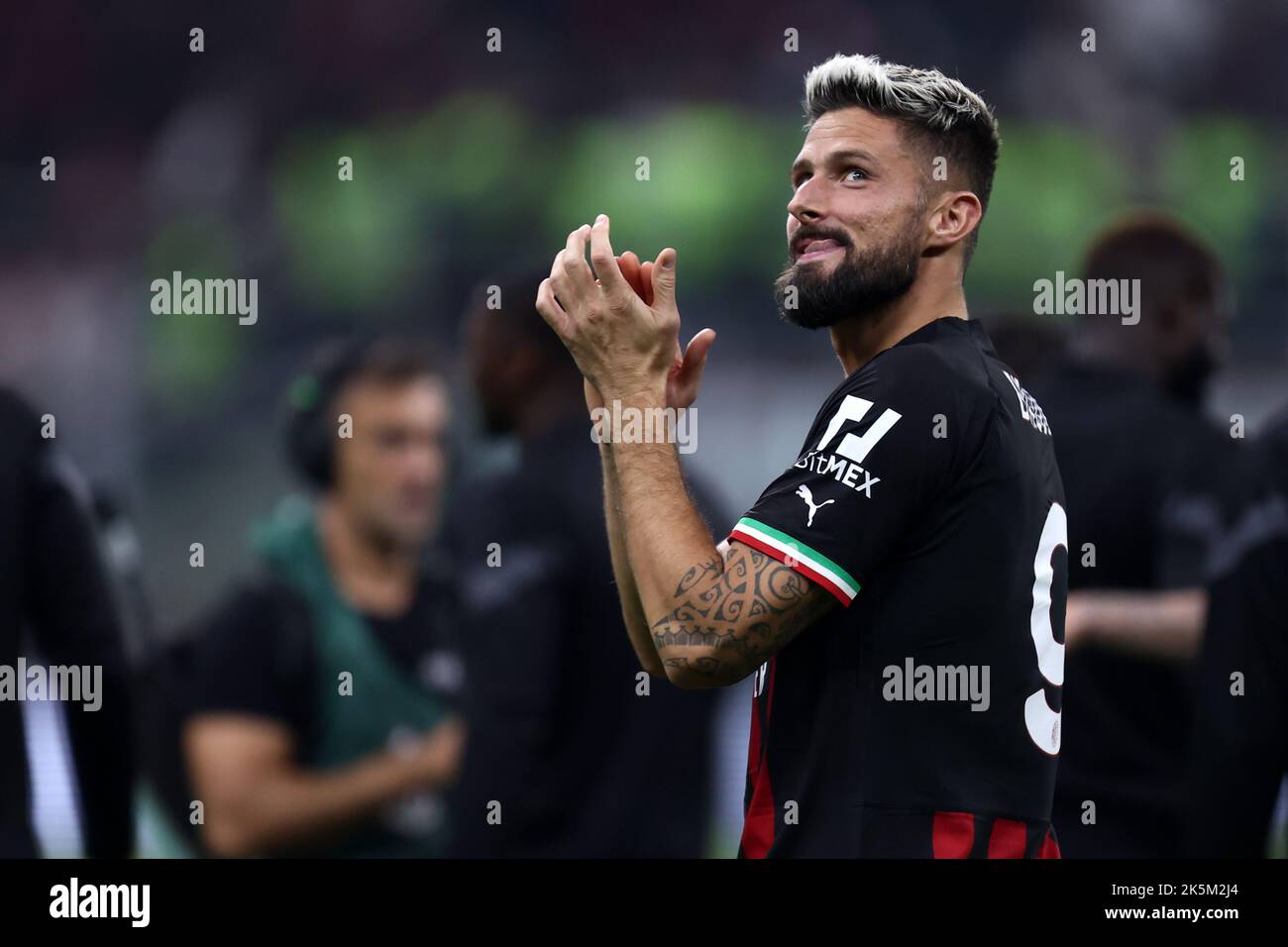 Milan, Italy. 8th Oct 2022. Olivier Giroud of Ac Milan celebrates after ...