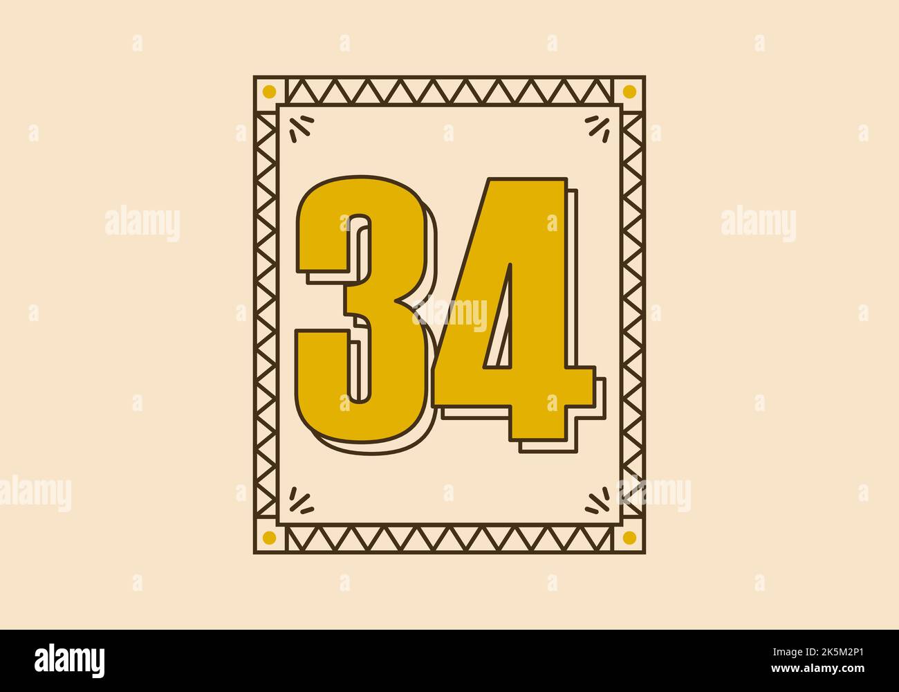 Retro rectangle frame with number 34 on it Stock Vector Image & Art - Alamy