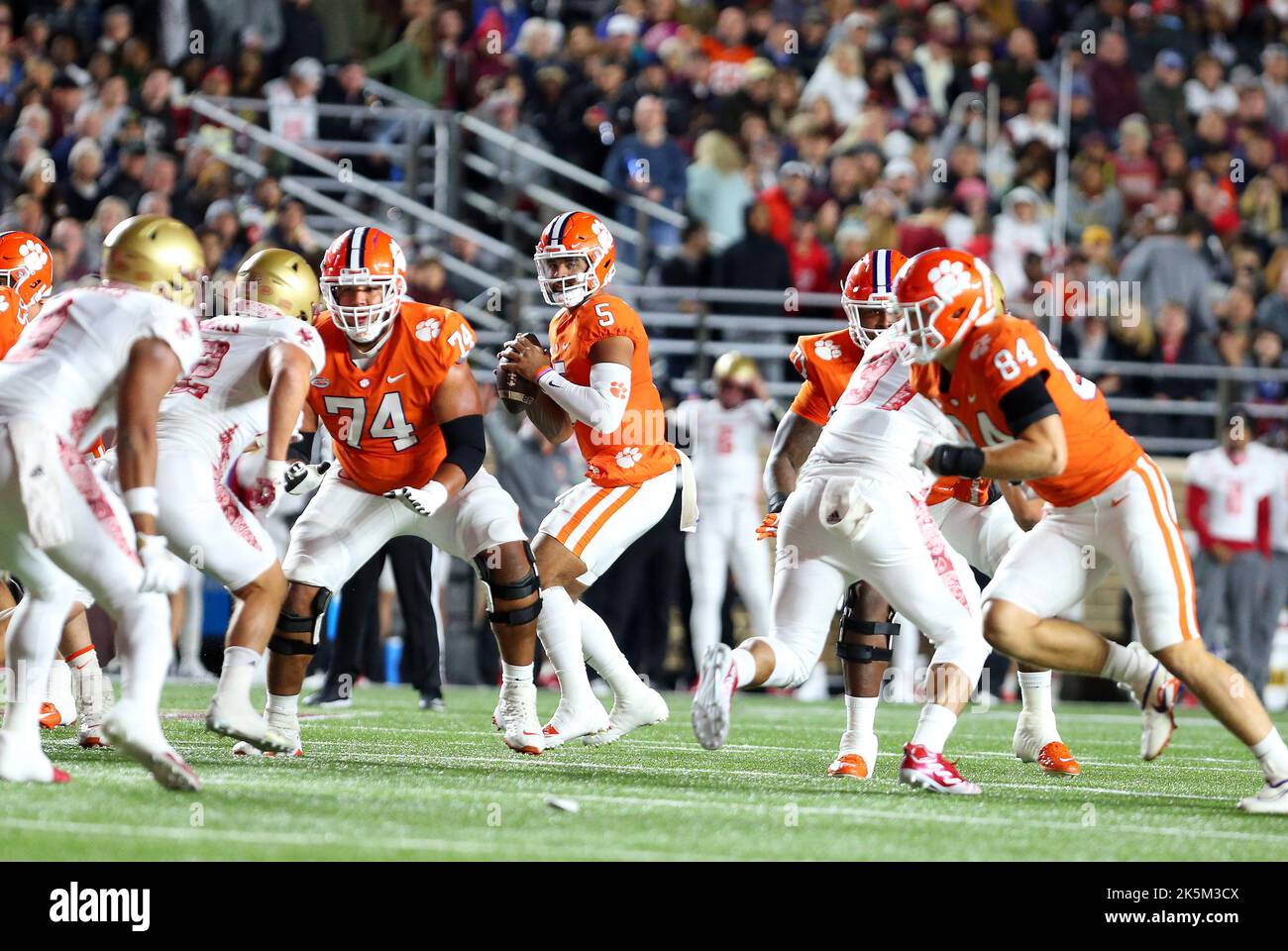 October 8, 2022; Chestnut Hill, MA, USA; Clemson Tigers quarterback DJ ...