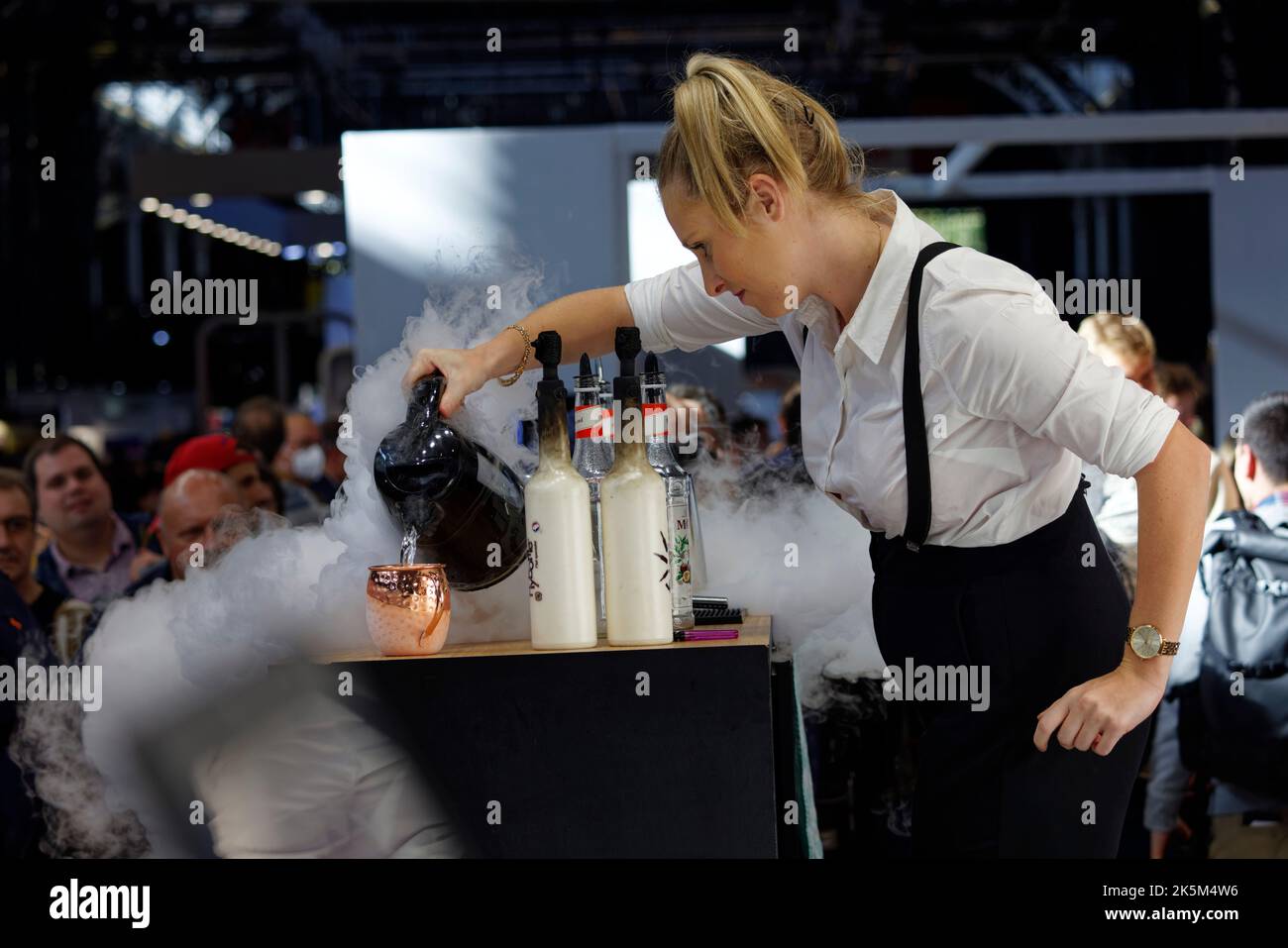 Paris, France. 7th Oct, 2022. A mixologist performs during the Salon de ...