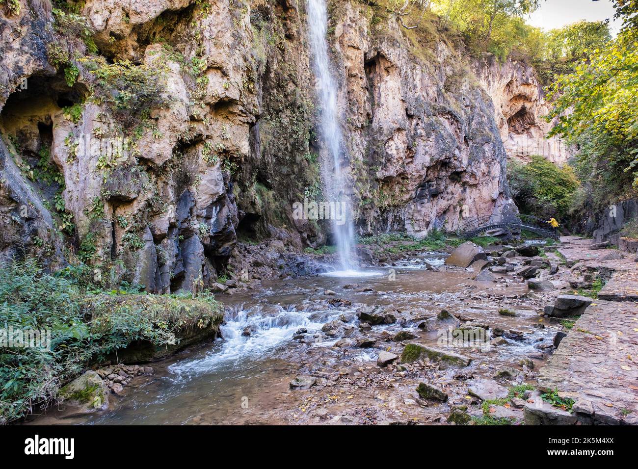 Honey Waterfalls in Kislovodsk, Russia. Water falls into gorge Stock ...