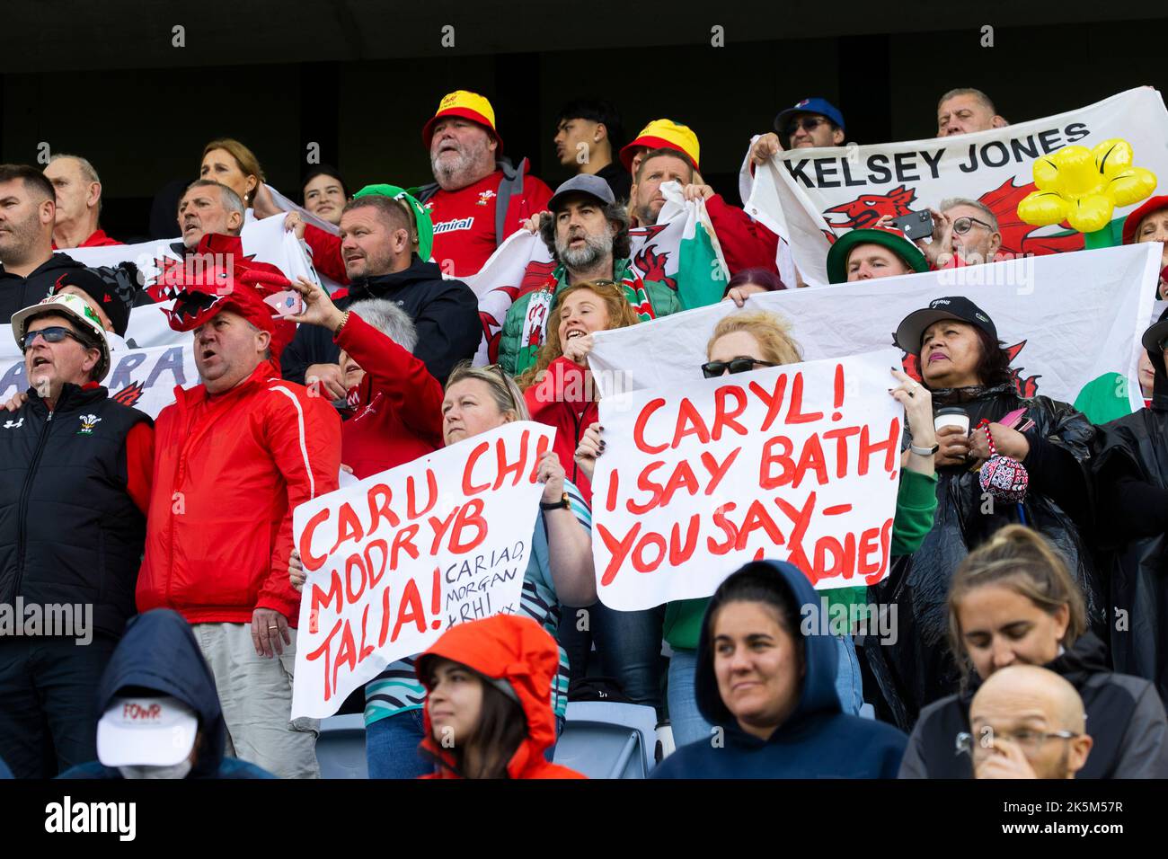 Wales fans during the national anthem before the Women's Rugby World ...