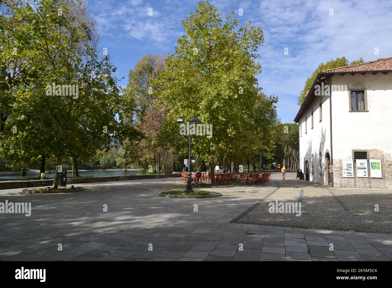 Lecco, Italy - October 1, 2022: Nice panoramic view on the public park ...