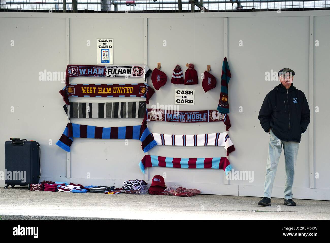 Merchandise being sold outside the stadium before the Premier League ...