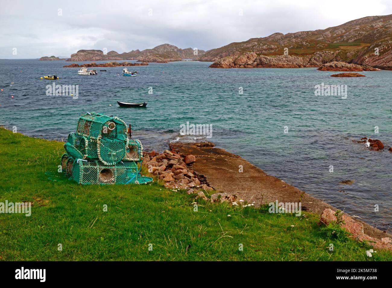 A view of the rocky coastline and Sound of Iona in the south-west of ...