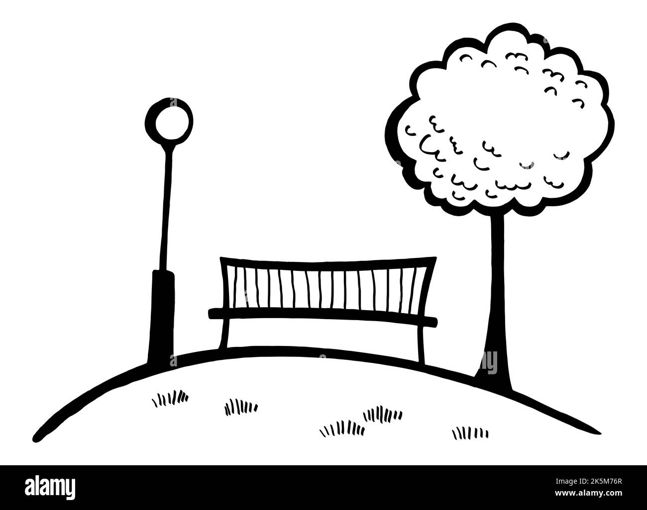 Park graphic black white landscape sketch illustration vector Stock ...