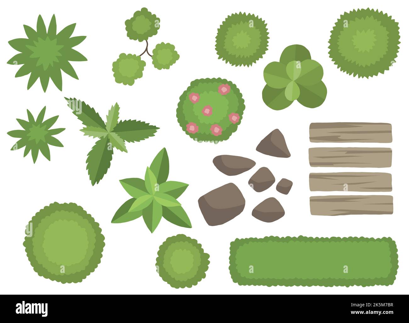 Landscape architect design element set graphic top sketch aerial view ...
