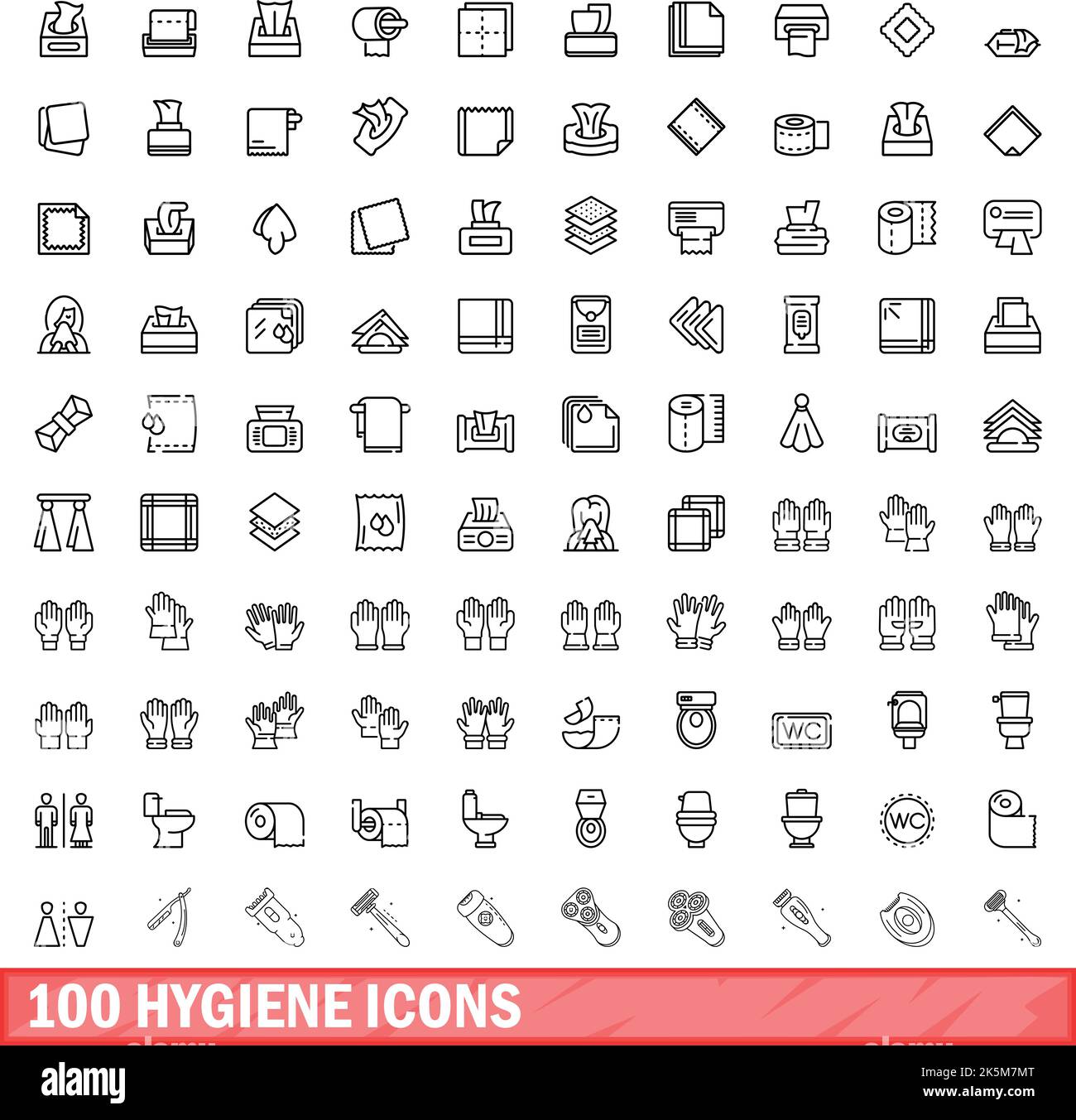 100 hygiene icons set. Outline illustration of 100 hygiene icons vector ...