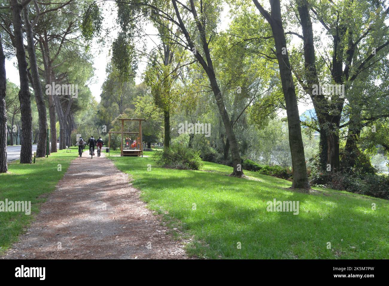 Lecco, Italy - October 1, 2022: Landscape with wide sandy sidewalk in ...