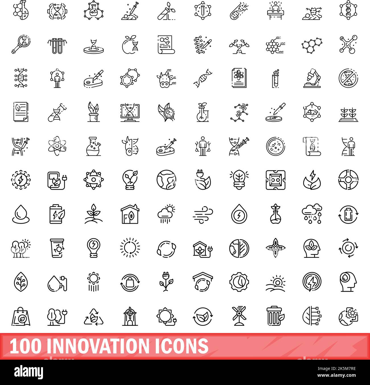 100 innovation icons set. Outline illustration of 100 innovation icons ... 100 innovation icons set. Outline illustration of 100 innovation icons ...