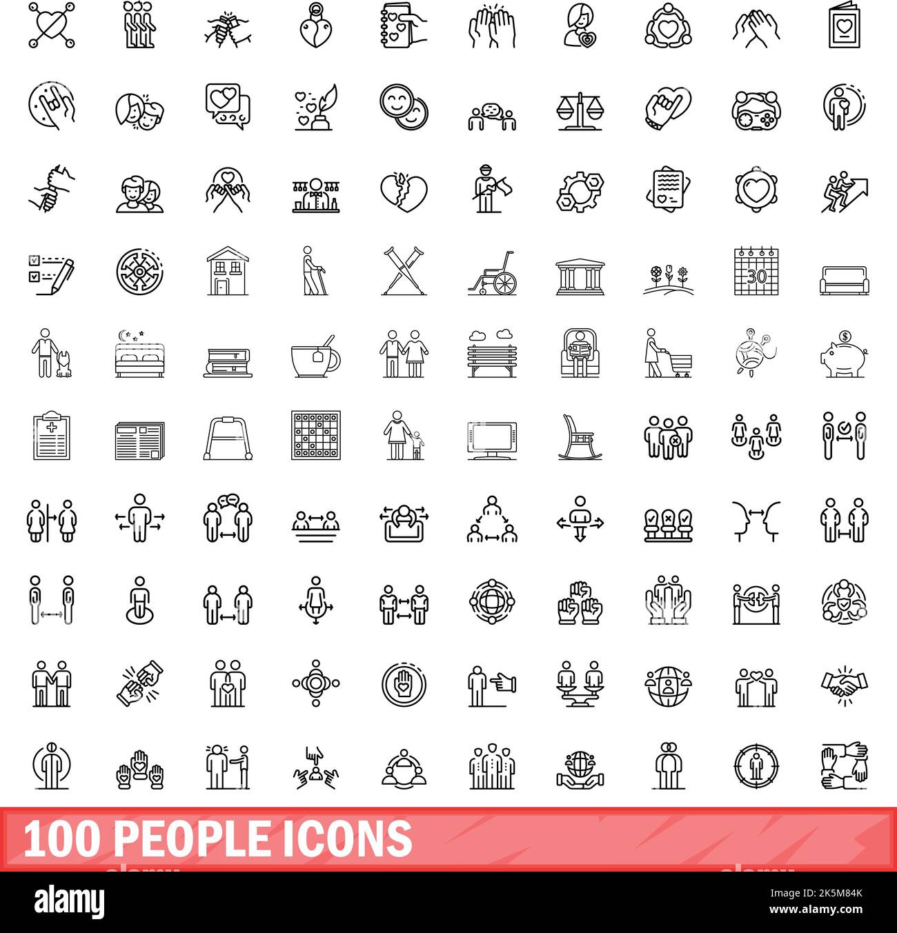 100 people icons set. Outline illustration of 100 people icons vector ...