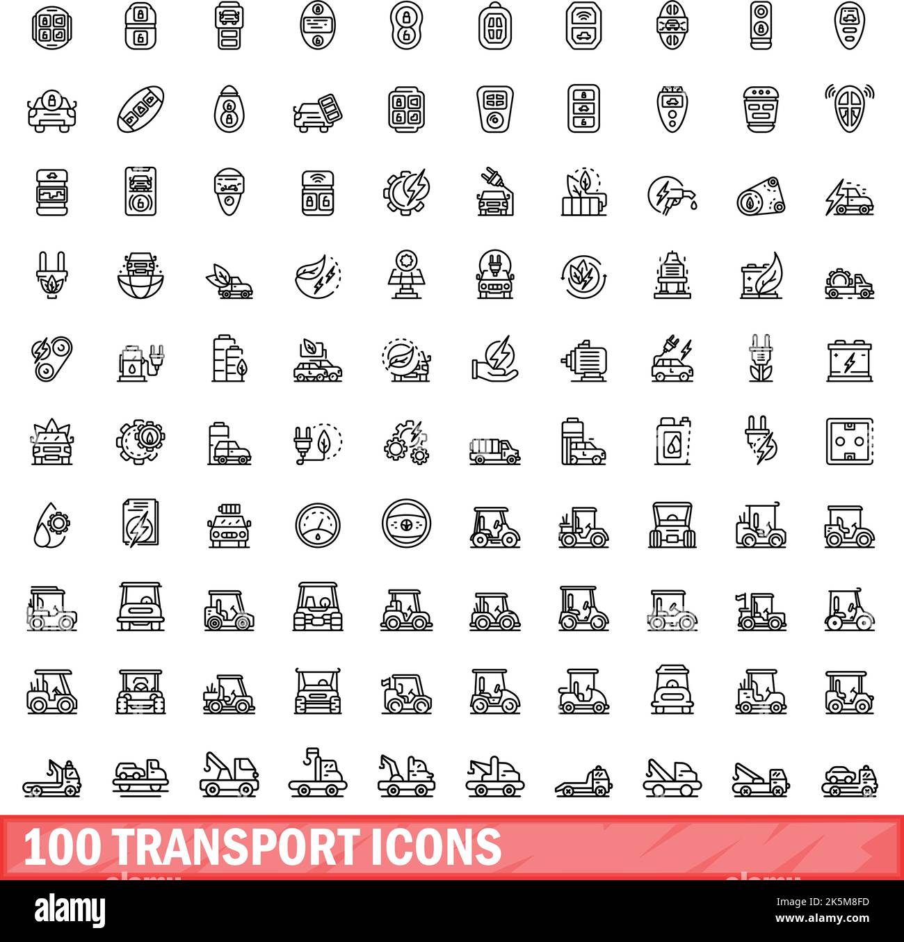 100 transport icons set. Outline illustration of 100 transport icons ...