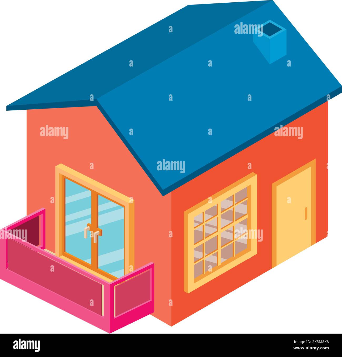 Modern house icon isometric vector. One story house with outdoor ... Modern house icon isometric vector. One story house with outdoor ...