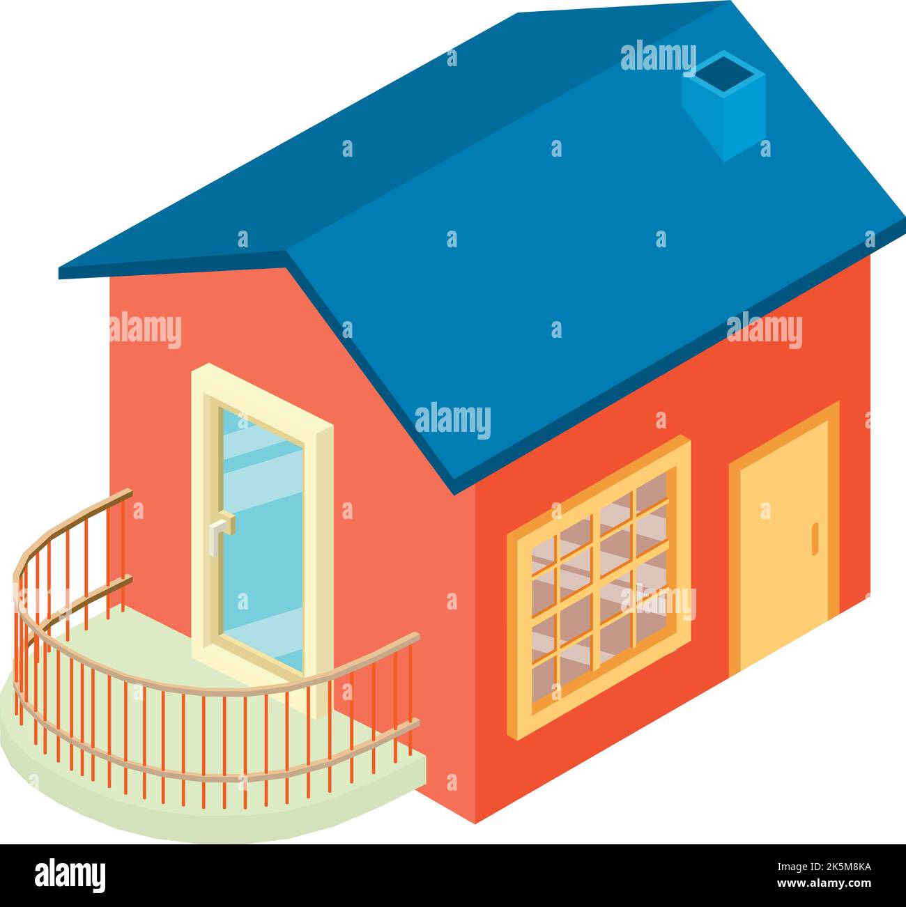 Cottage icon isometric vector. Modern one story house with rounded ...