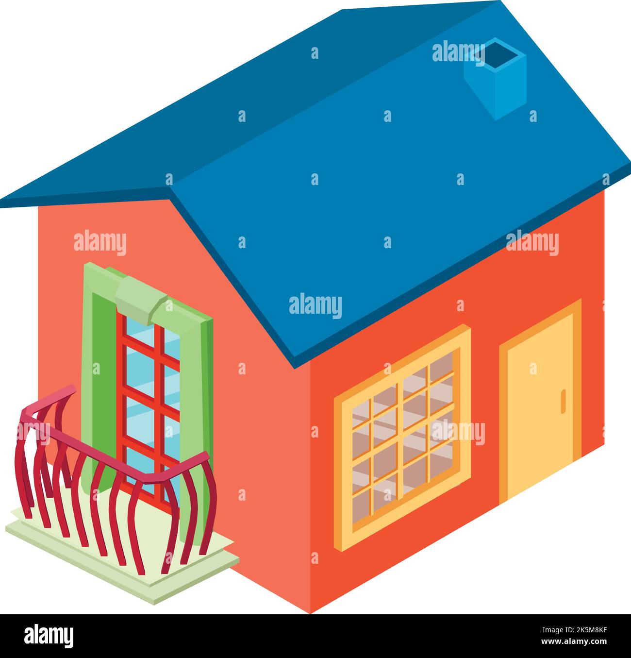 Small house icon isometric vector. New one story house with metal ...