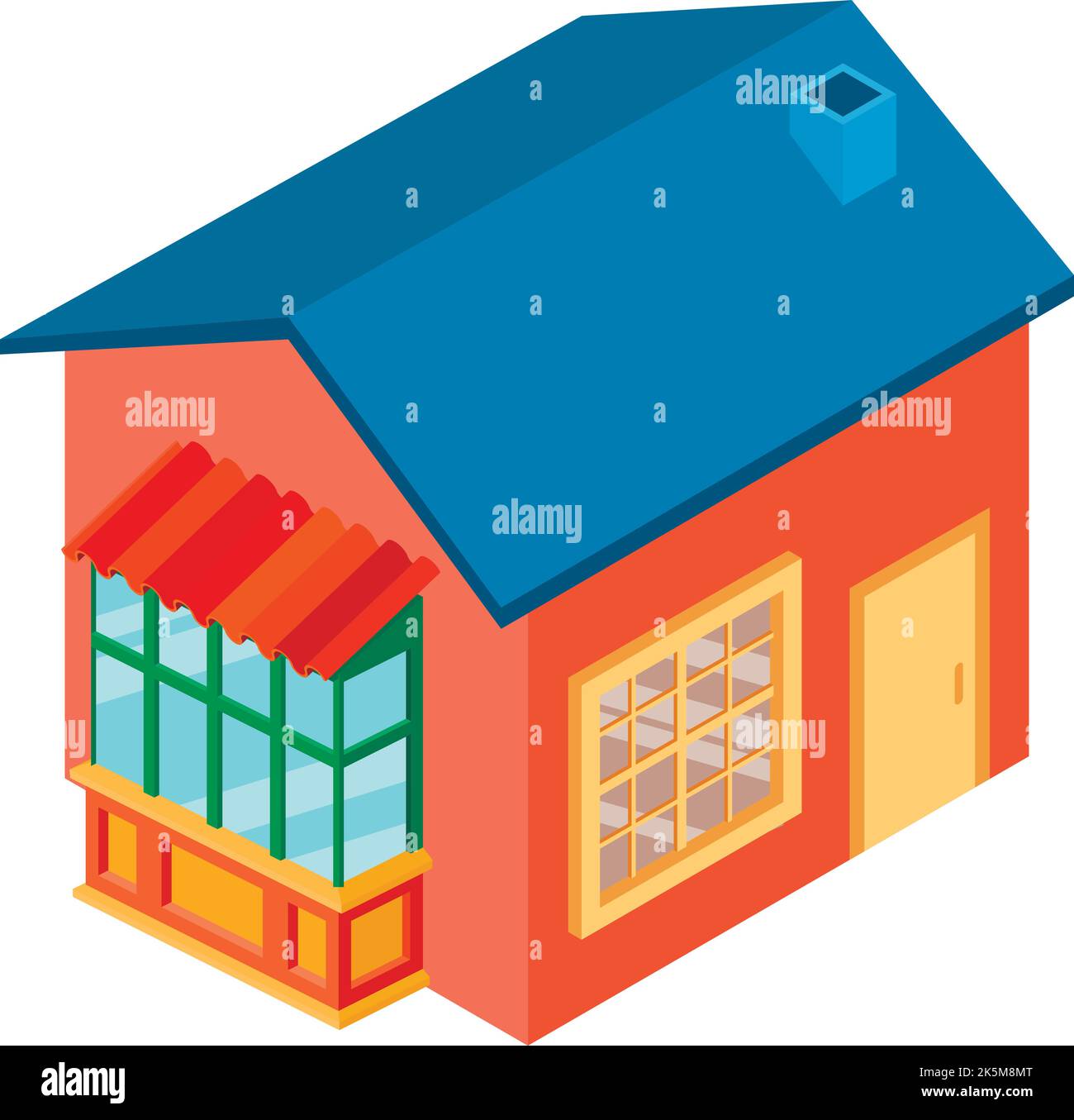 Residential House Icon Isometric Vector New One Story House With Glazed Balcony Building