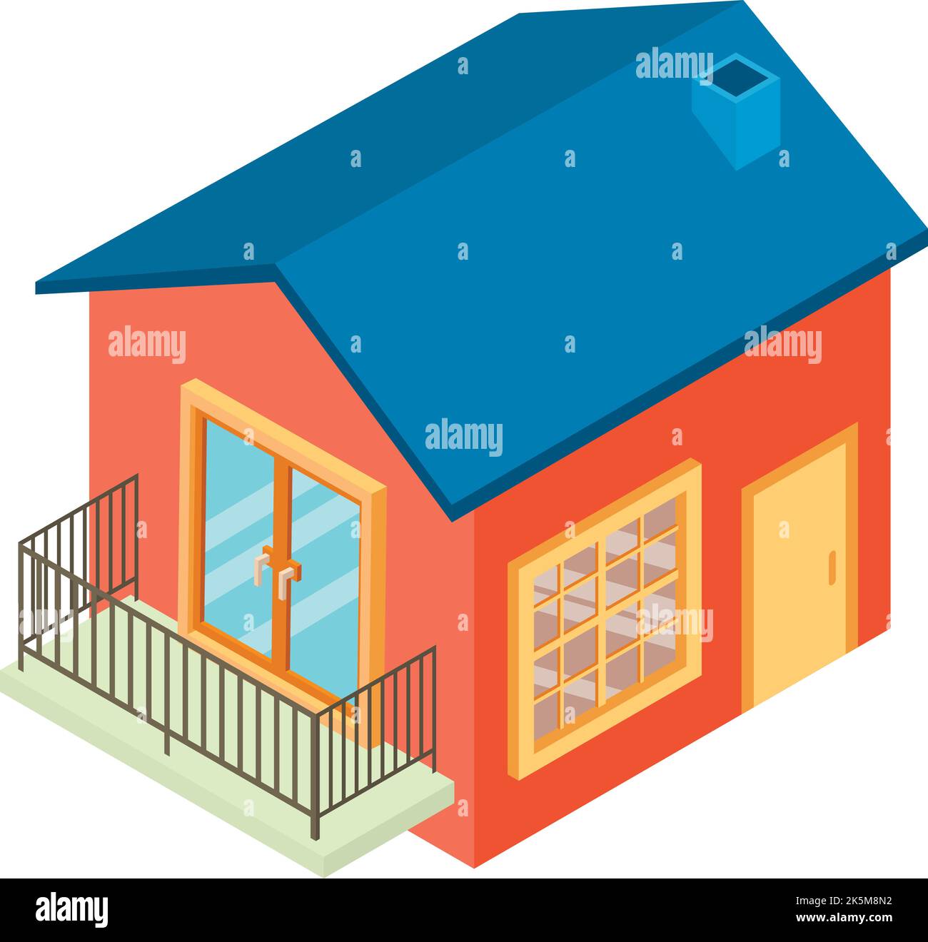 Standard house icon isometric vector. New one story house with metallic ...