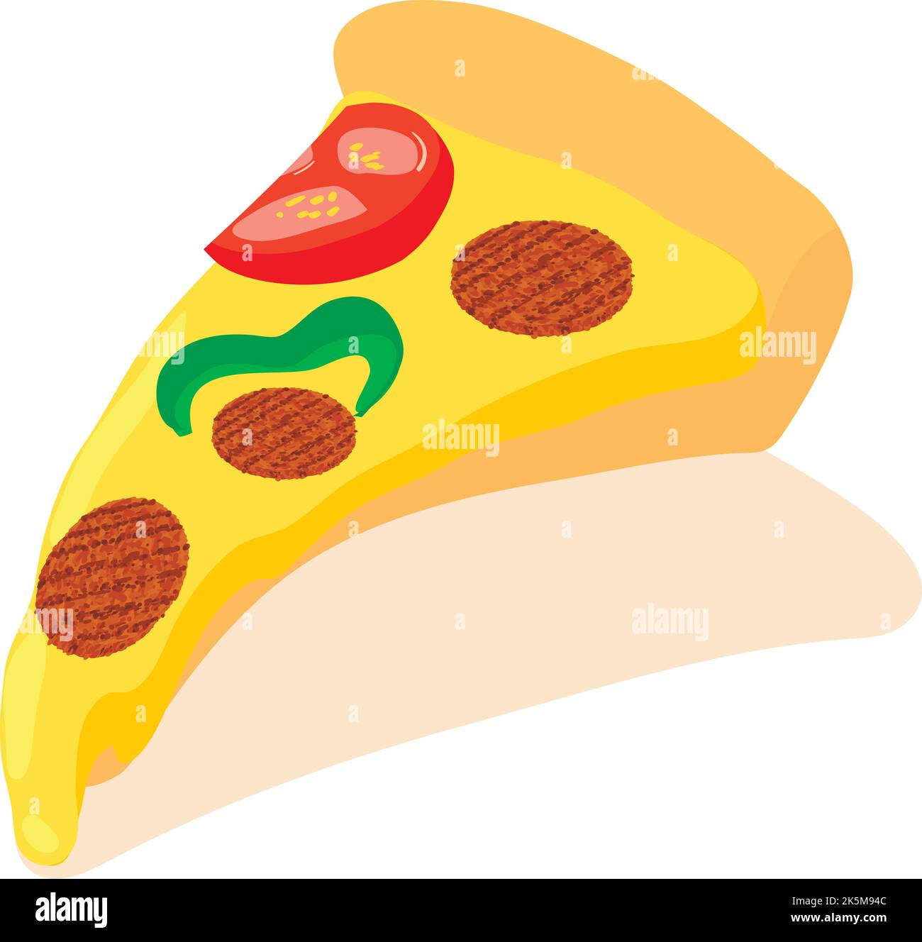 Pizza slice icon isometric vector. Triangle pizza slice with meat and ...