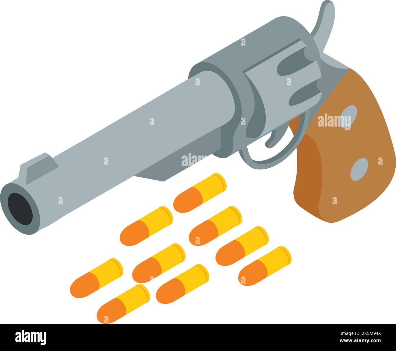 Wild western icon isometric vector. Realistic retro revolver and flying ...