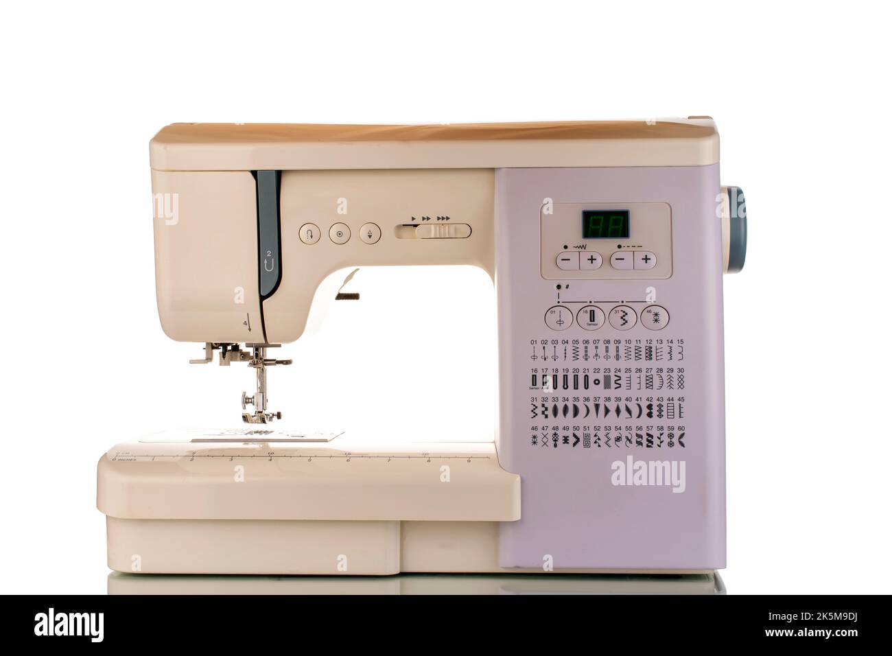 One Electric Sewing Machine Macro Isolated On White Background Stock