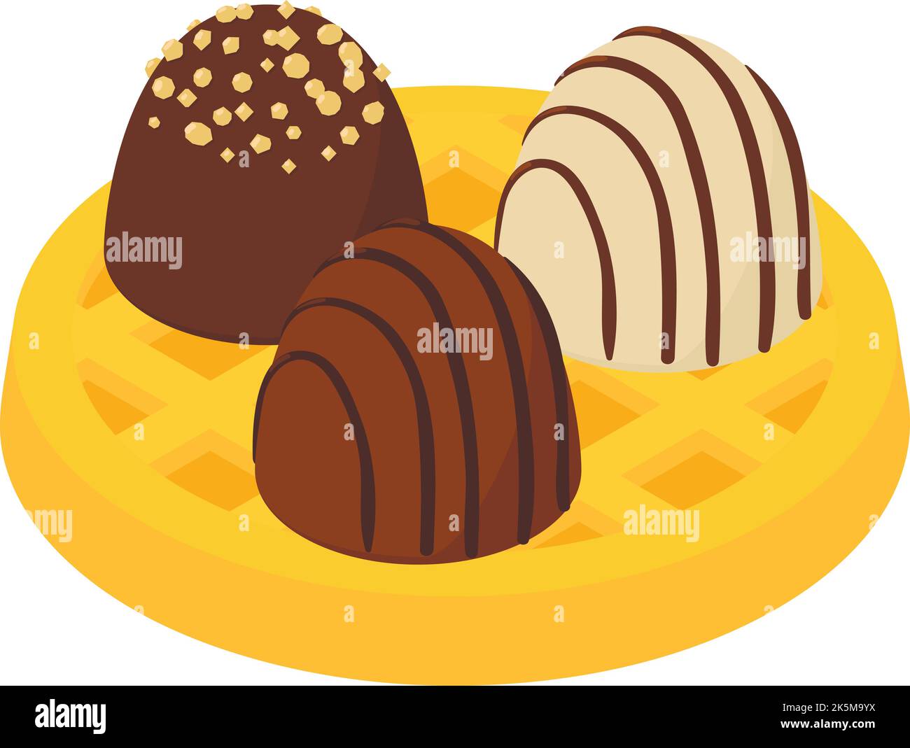 Belgian dessert icon isometric vector. Belgian waffle and chocolate ...