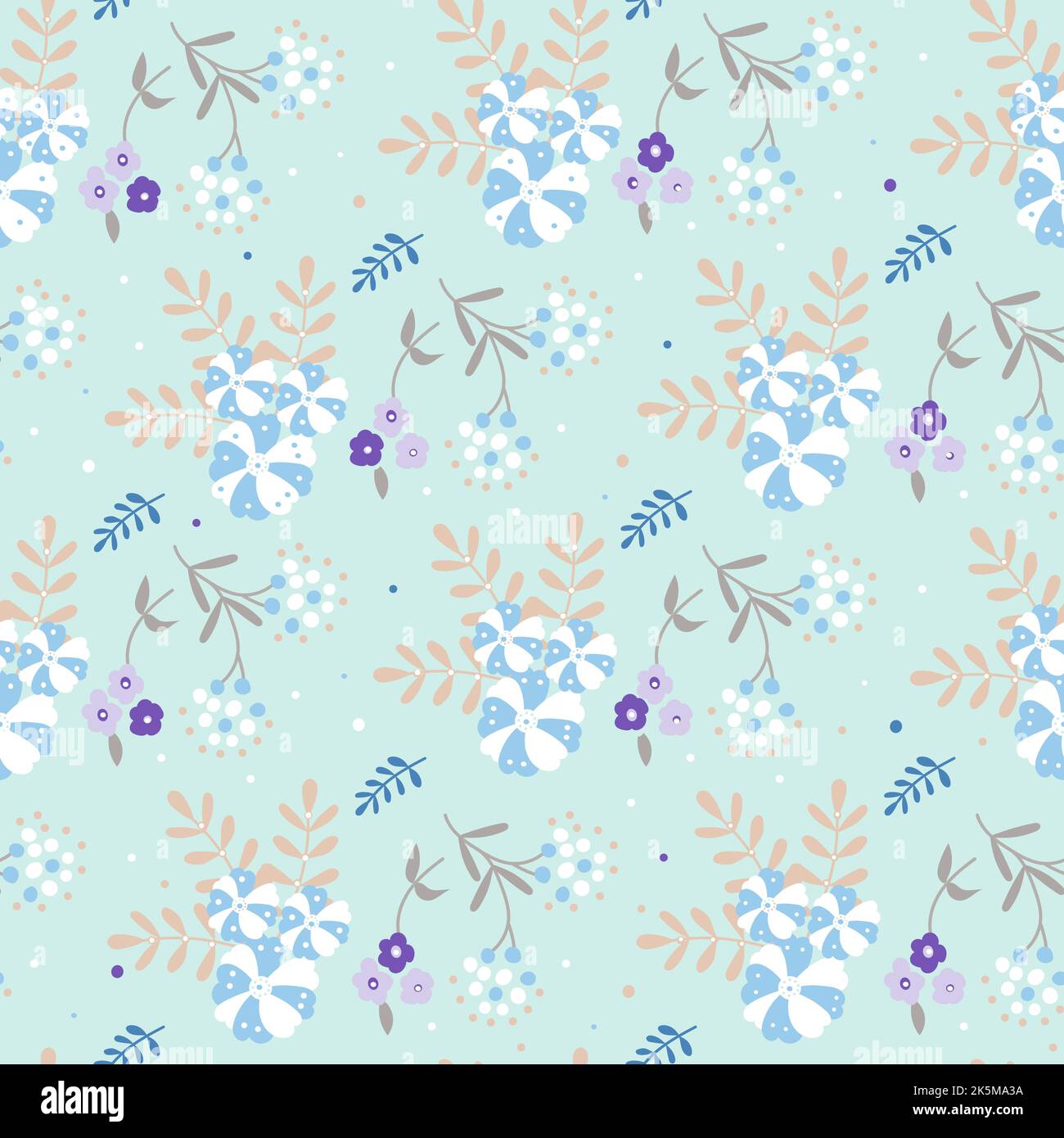 floral pattern on a light blue background Stock Vector Image & Art - Alamy