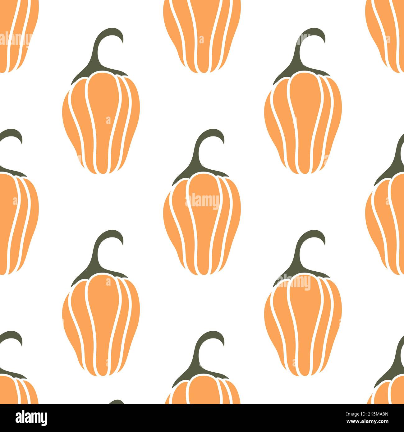 Cute orange pumpkin seamless pattern vector illustration. Autumn background with vegetables ...